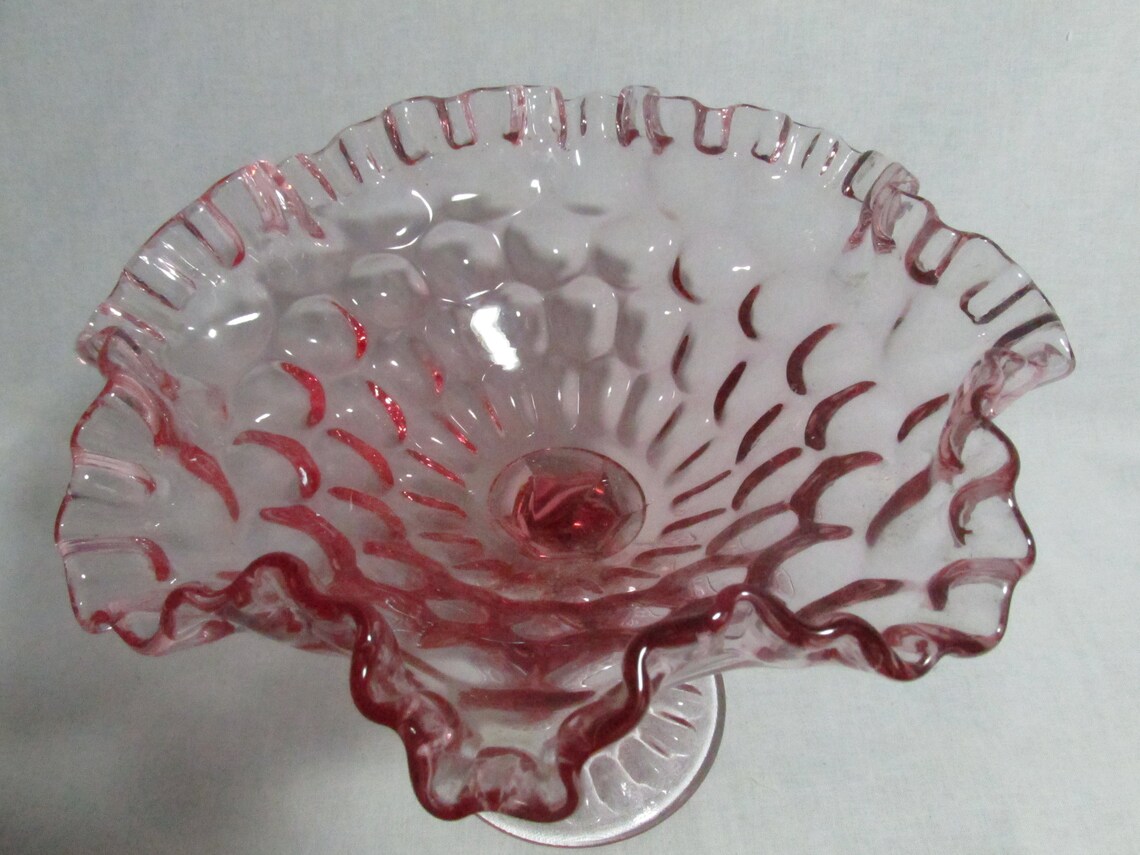 Fenton Colonial Pink Thumbprint Candy Compote | Etsy