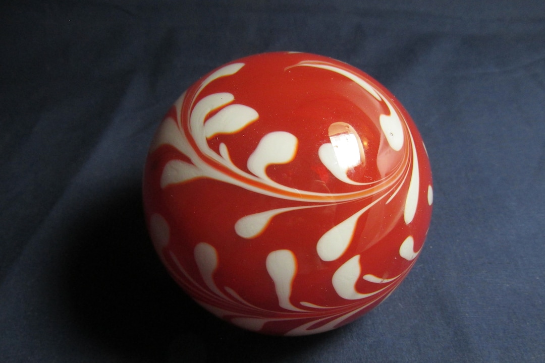 Bright Red and White Dome Shaped Paperweight - Etsy