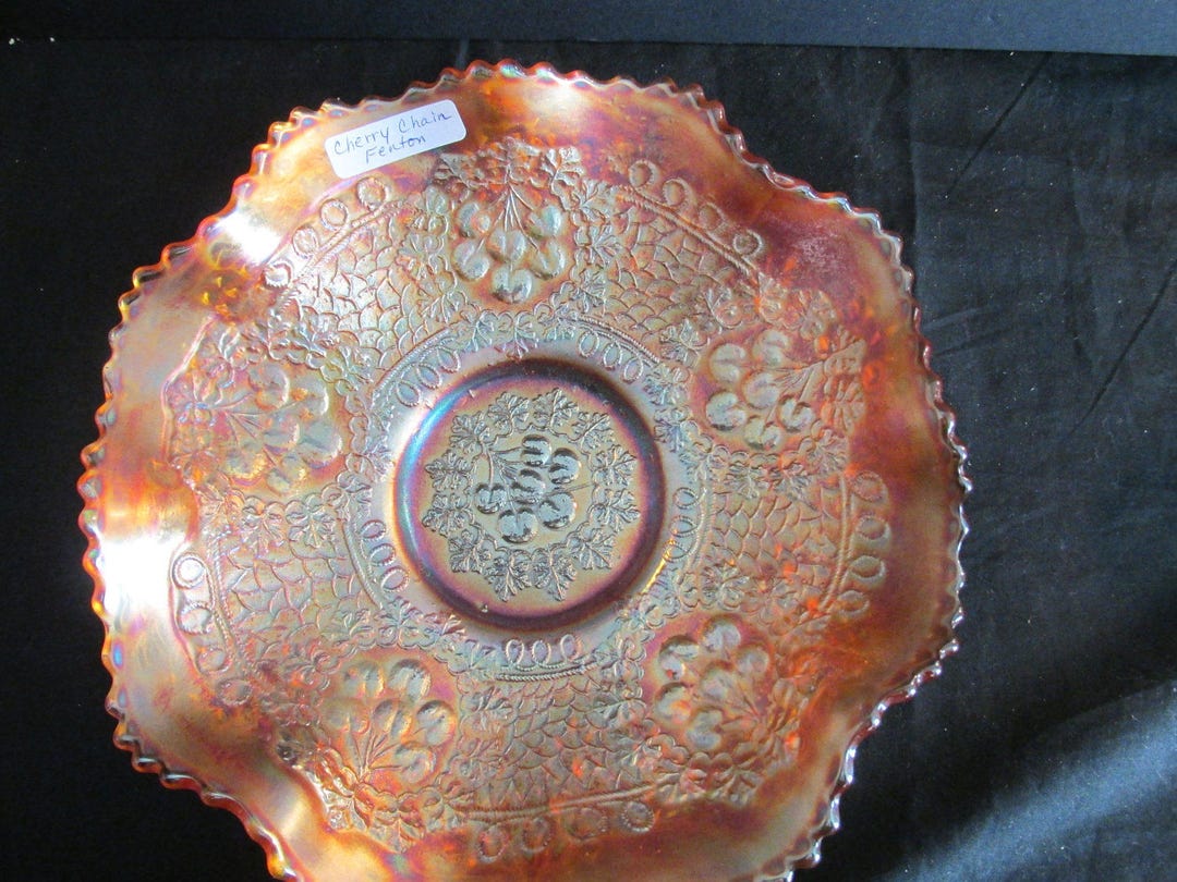 Fenton Cherry Chain Carnival Glass, Marigold Candy Dish - Etsy