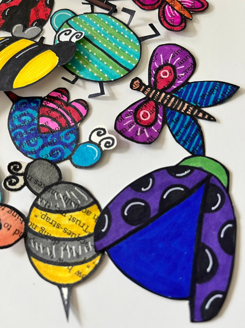 Hand Drawn Bugs Journal Fodder Paper Goodies for Art Journals, Card ...