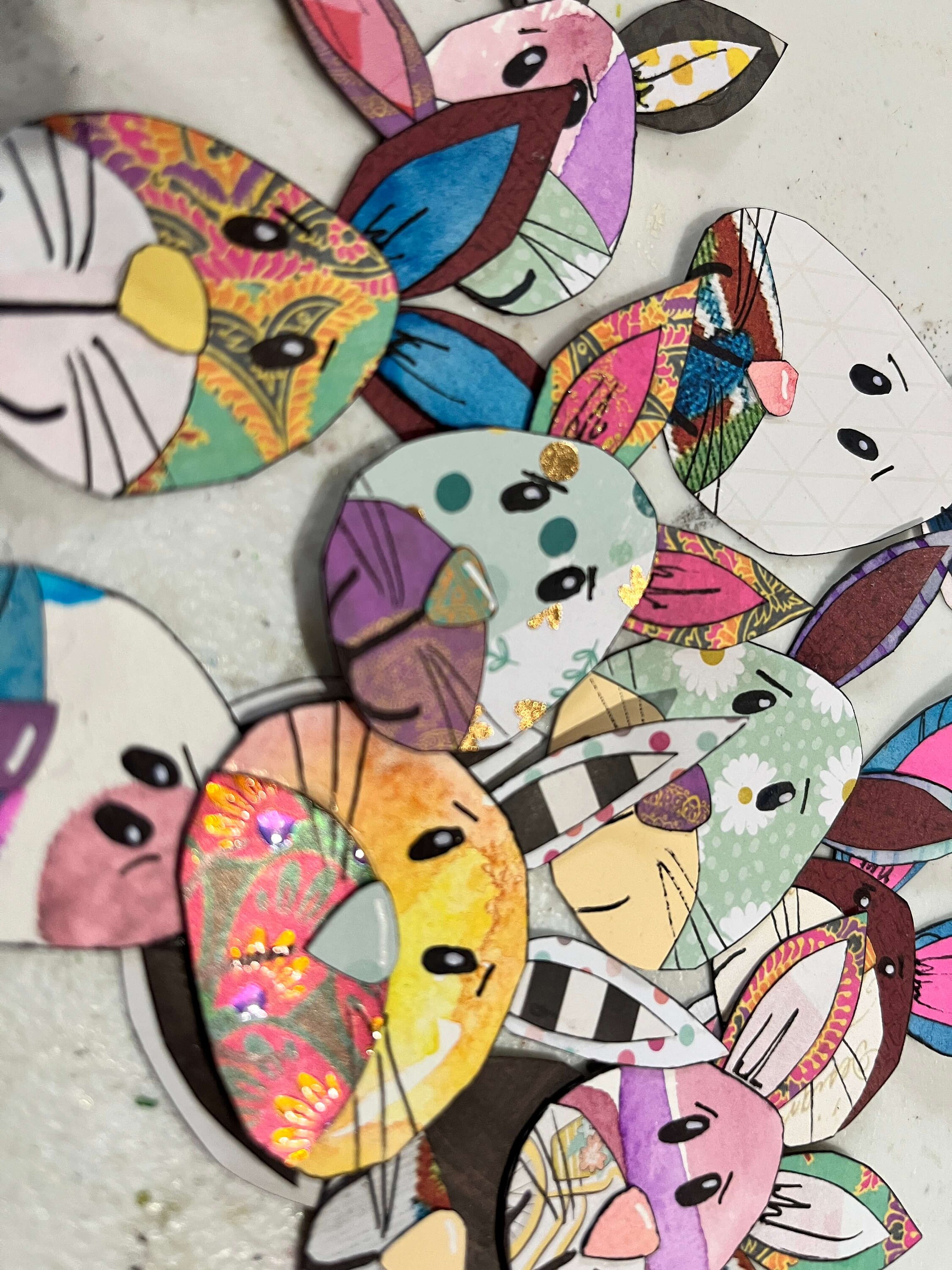 Handmade Paper Bunnies Embellishments for Card Making, Art Projects ...