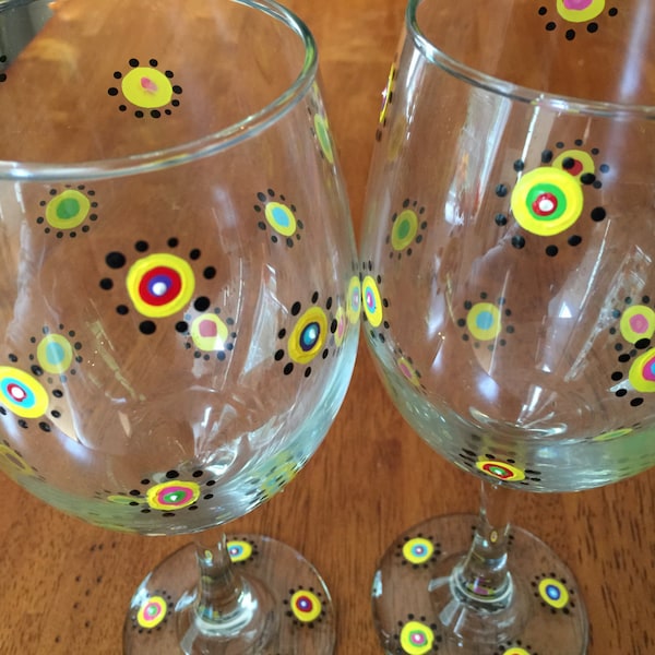 Hand Painted Wine Glasses - Etsy