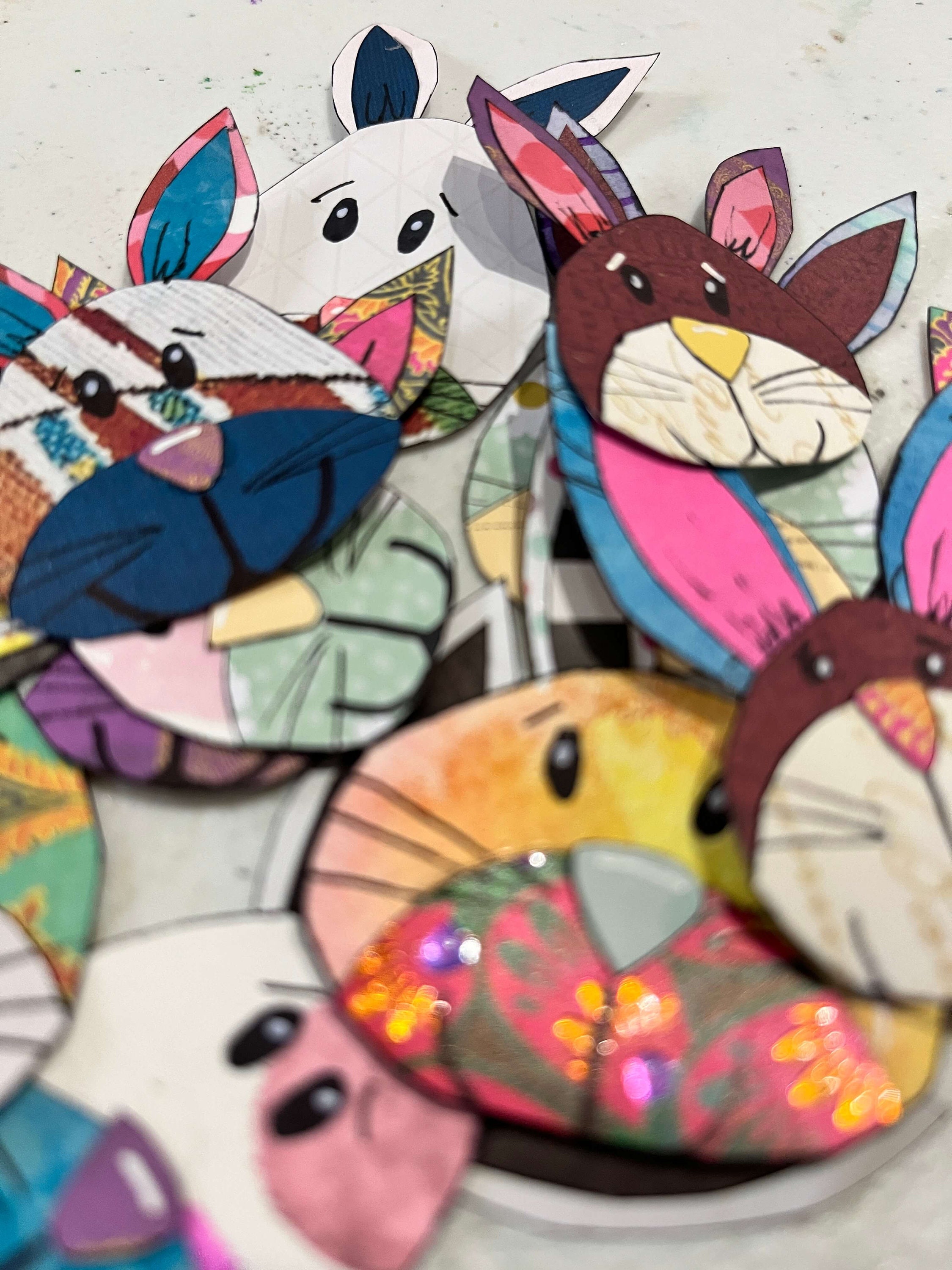 Handmade Paper Bunnies Embellishments for Card Making, Art Projects ...