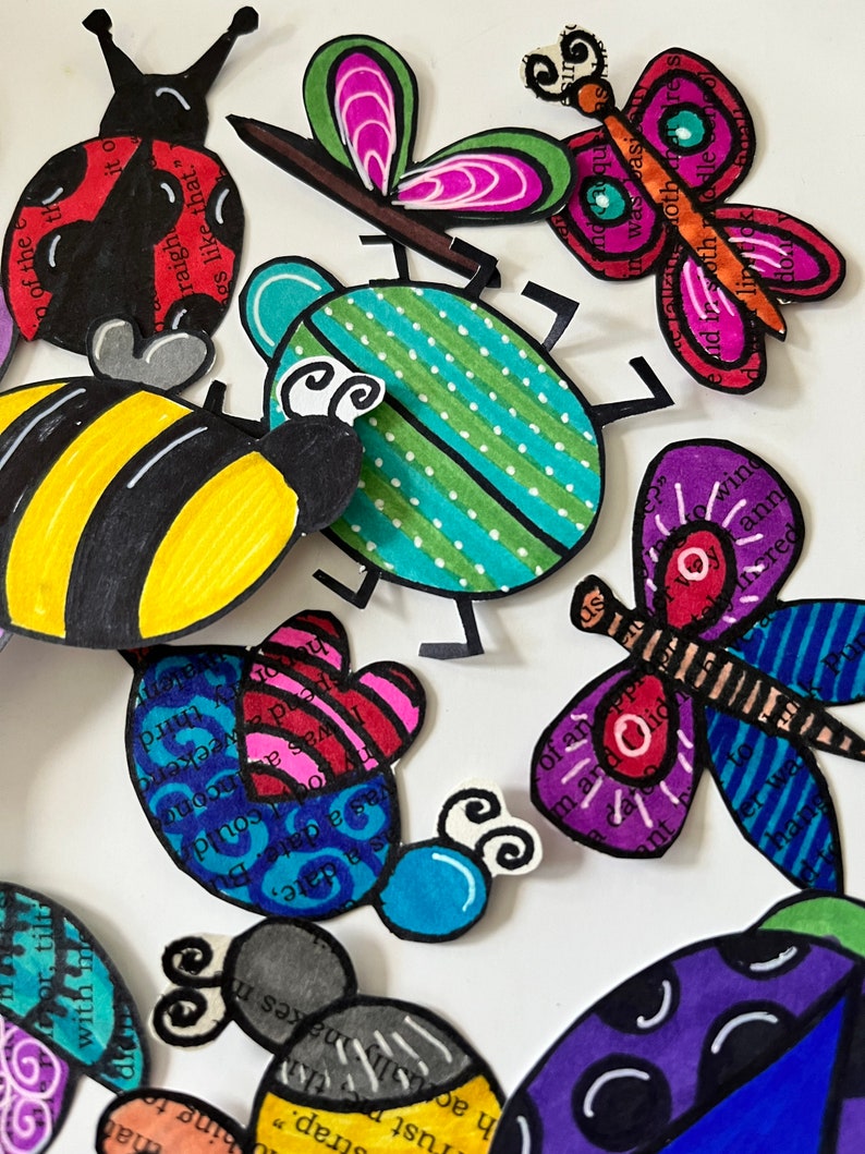 Hand Drawn Bugs Journal Fodder Paper Goodies for Art Journals, Card ...