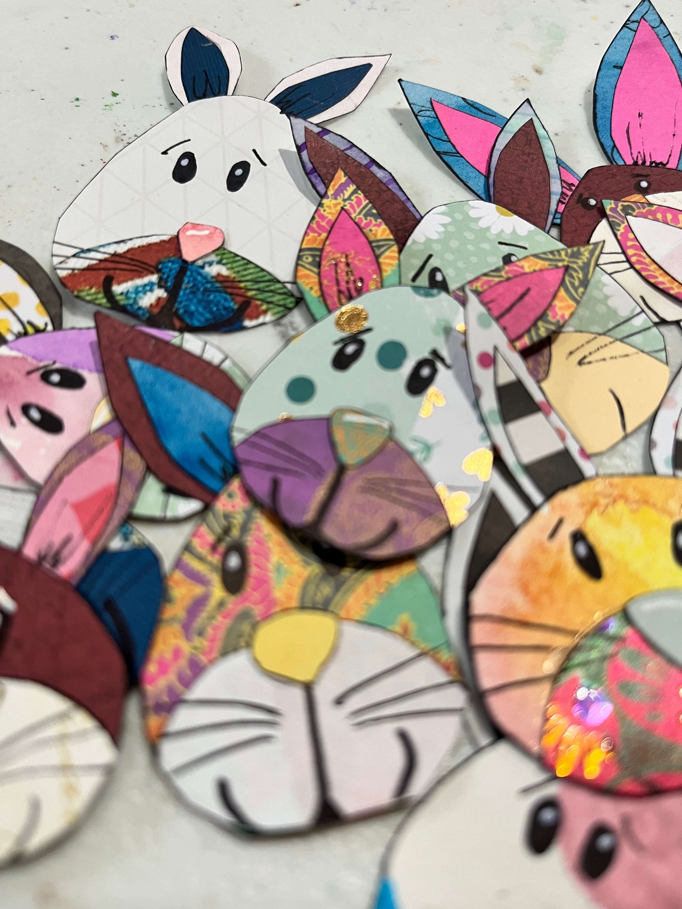 Handmade Paper Bunnies Embellishments for Card Making, Art Projects ...