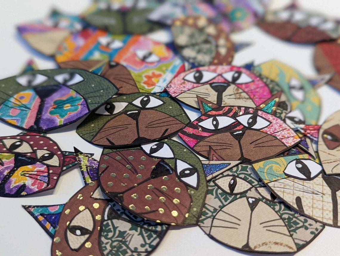 Handmade Paper Kitty Cat Embellishments for Card Making Art - Etsy