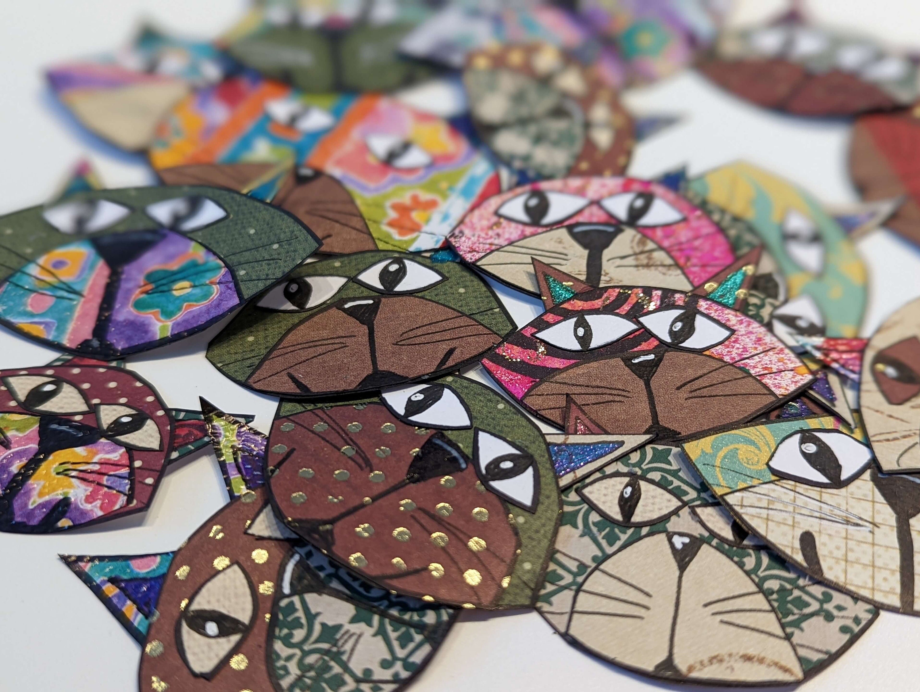 Handmade Paper Kitty Cat Embellishments for Card Making, Art Projects ...