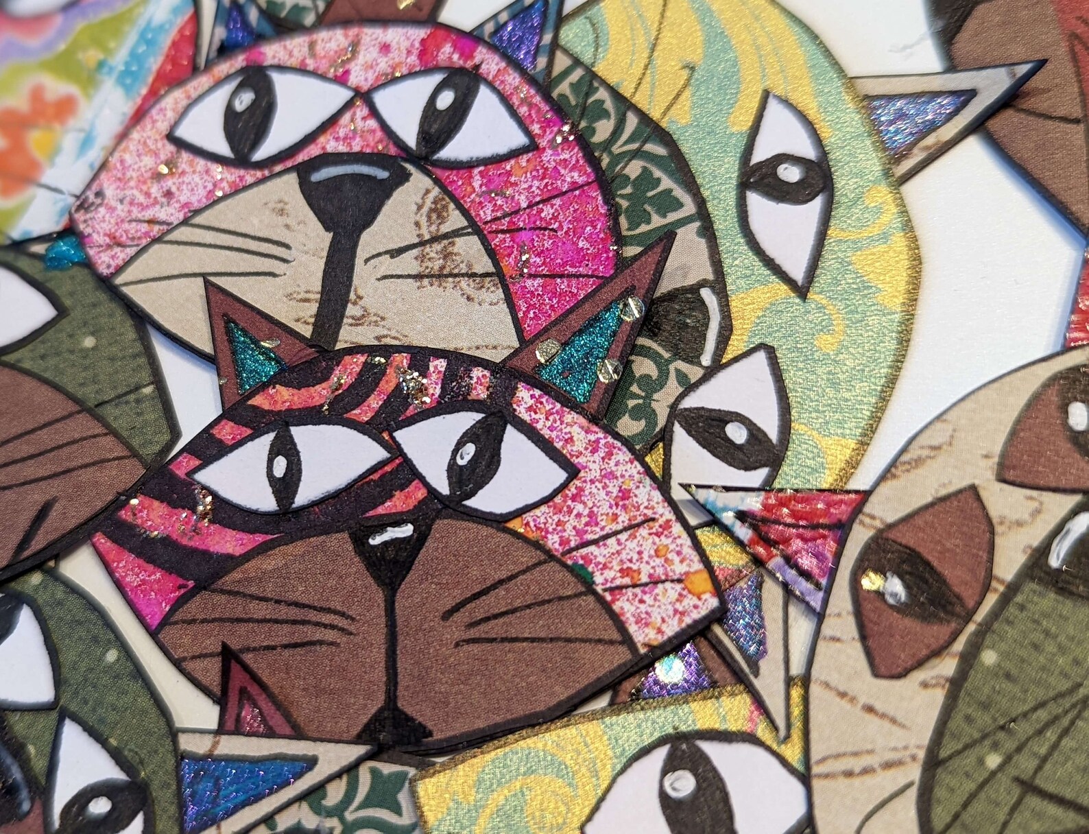 Handmade Paper Kitty Cat Embellishments for Card Making, Art Projects ...