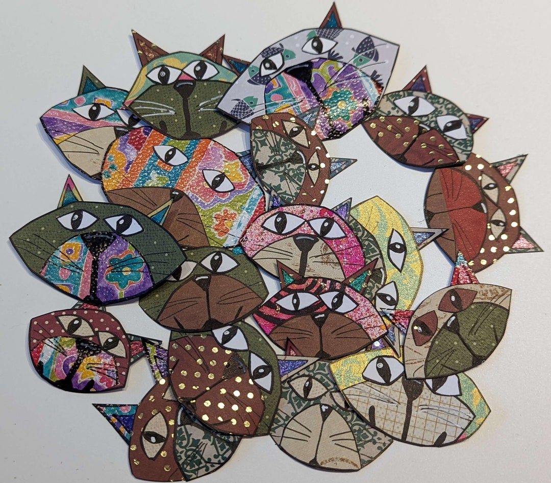Handmade Paper Kitty Cat Embellishments for Card Making, Art Projects ...