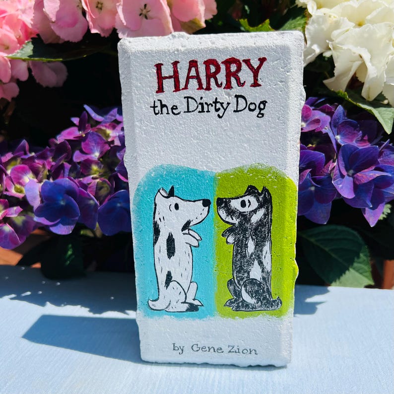 Harry the Dirty Dog/book Brick/hand-painted Garden Art/bookend/paper ...