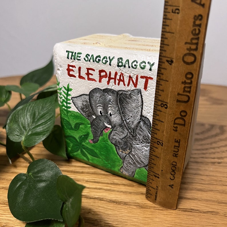 Saggy Baggy Elephant/book Brick/limited Edition/hand-painted Garden Art ...