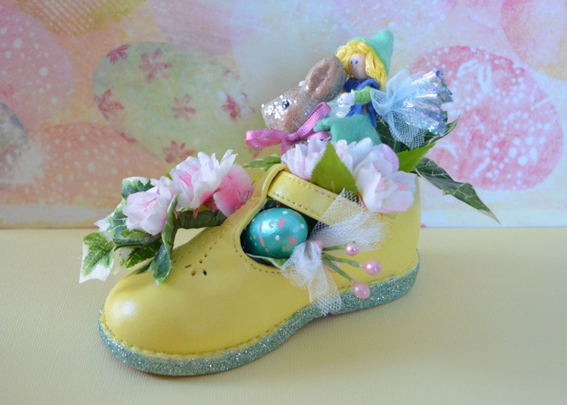 Mary Jane Easter Shoe in Yellow With Rabbit Fairy Apple - Etsy