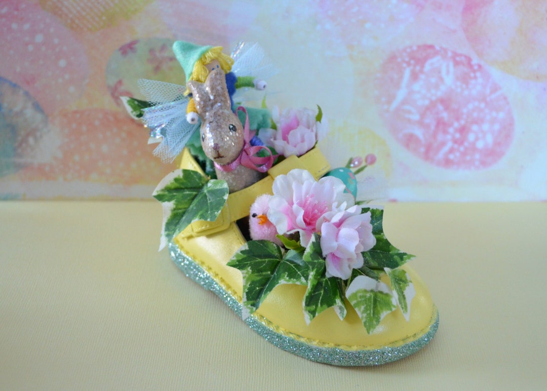 Mary Jane Easter Shoe in Yellow With Rabbit Fairy Apple - Etsy