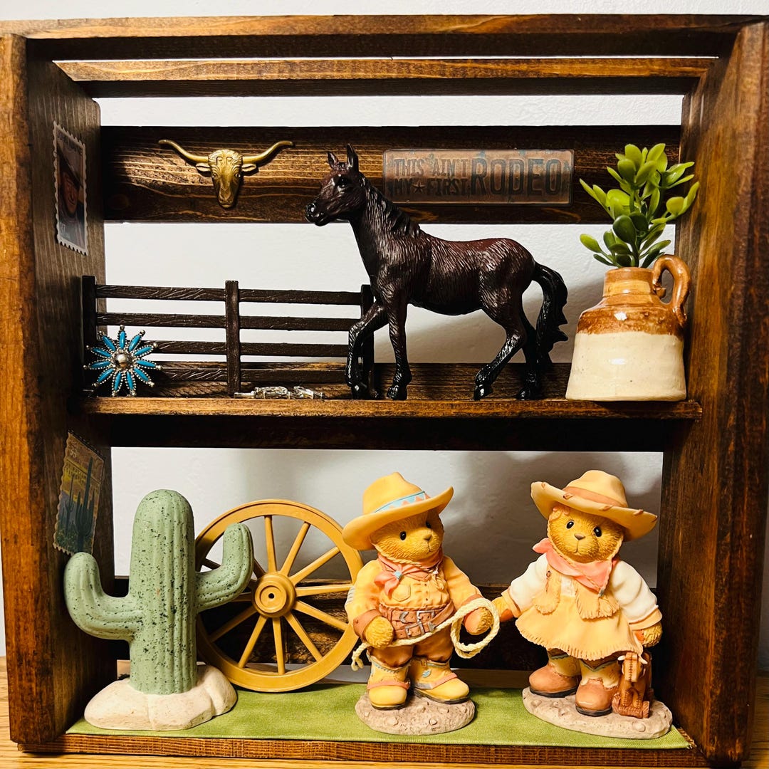 Western Cherished Teddies Shadow Box: Horse & Cowboy Decor - Etsy