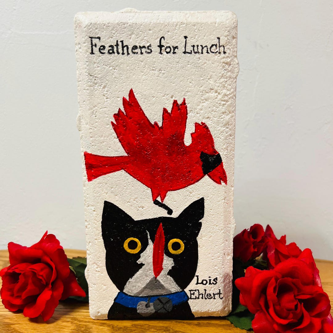 Feathers for Lunch/book Brick/hand-painted Garden Art/bookend - Etsy