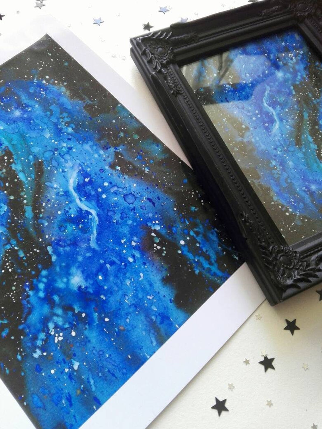 BLUE GALAXY PRINT Made With Watercolor - Etsy