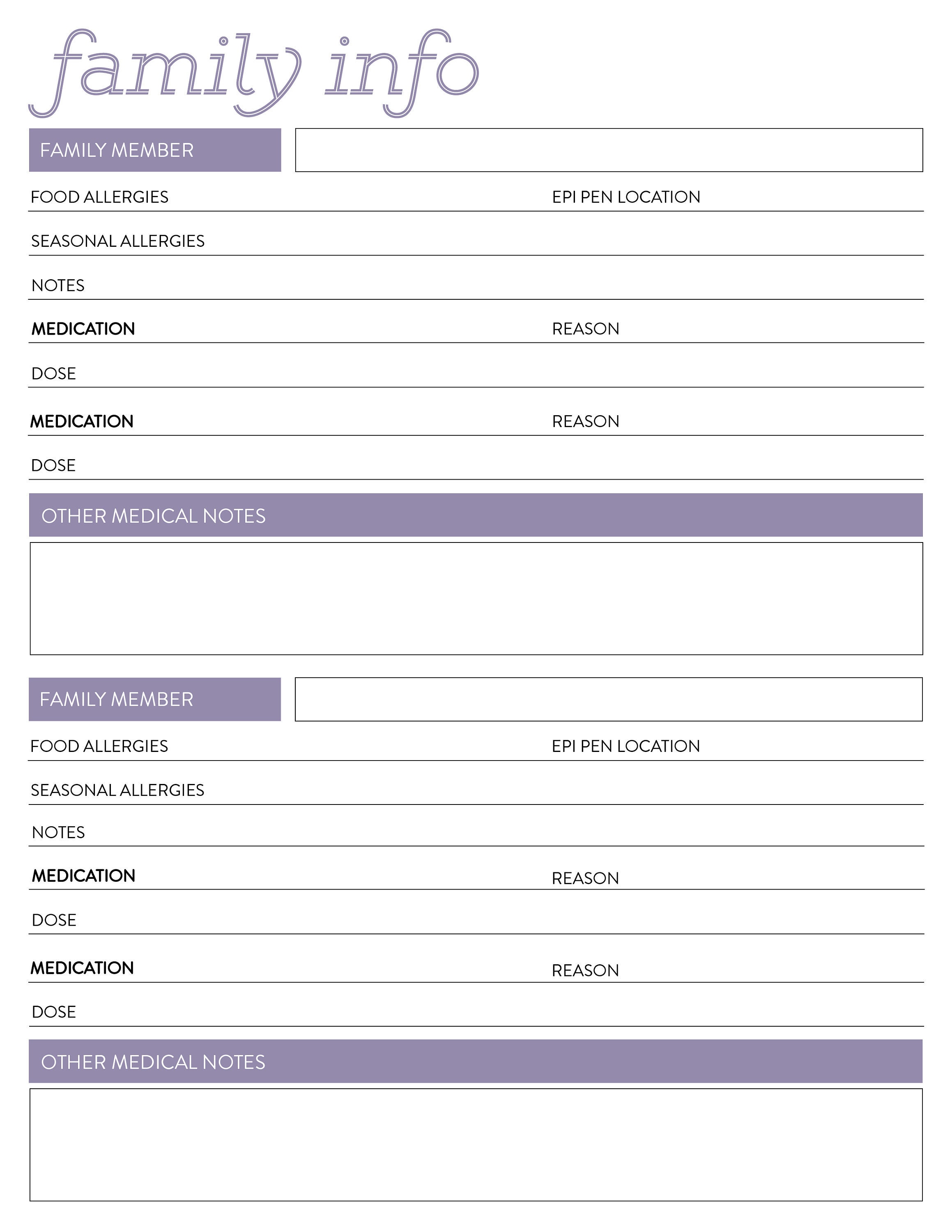 Family Guide Emergency Contact Babysitter Reference Instant - Etsy