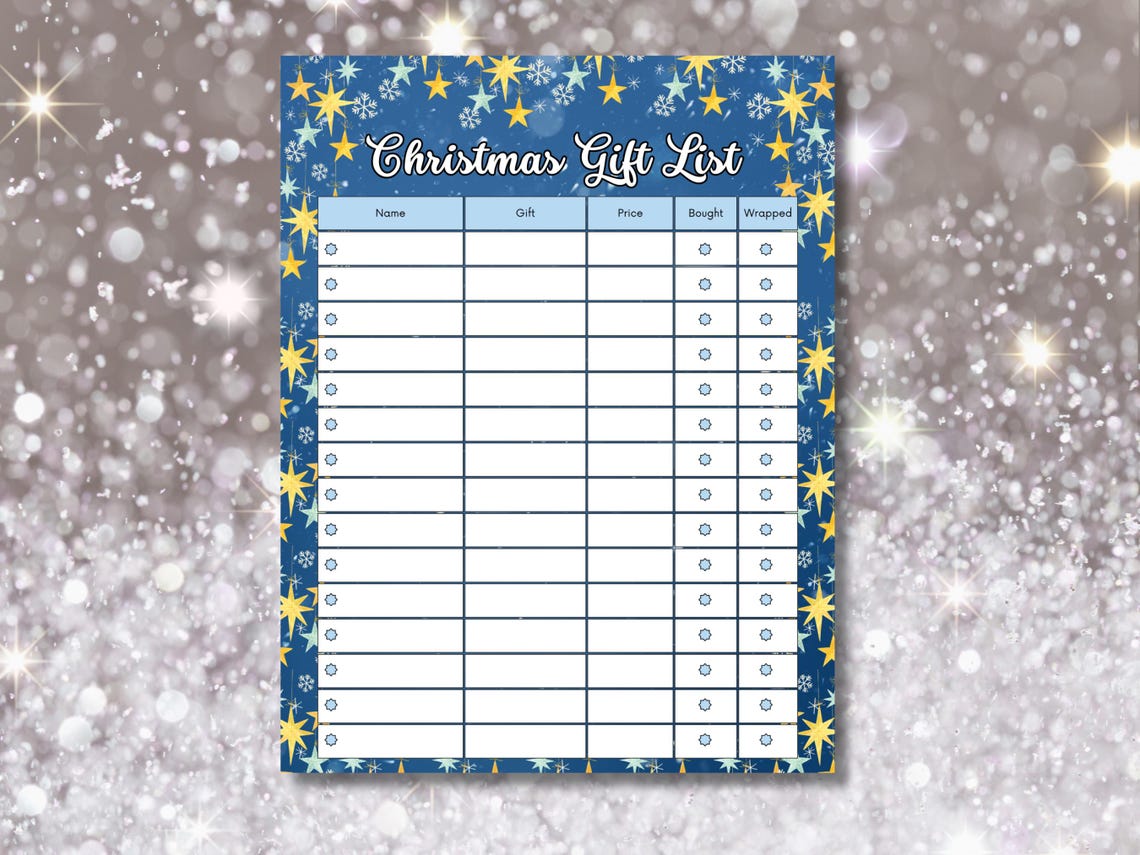 Christmas Holiday Gift Check List, Planner, Productivity, Tasks, List ...