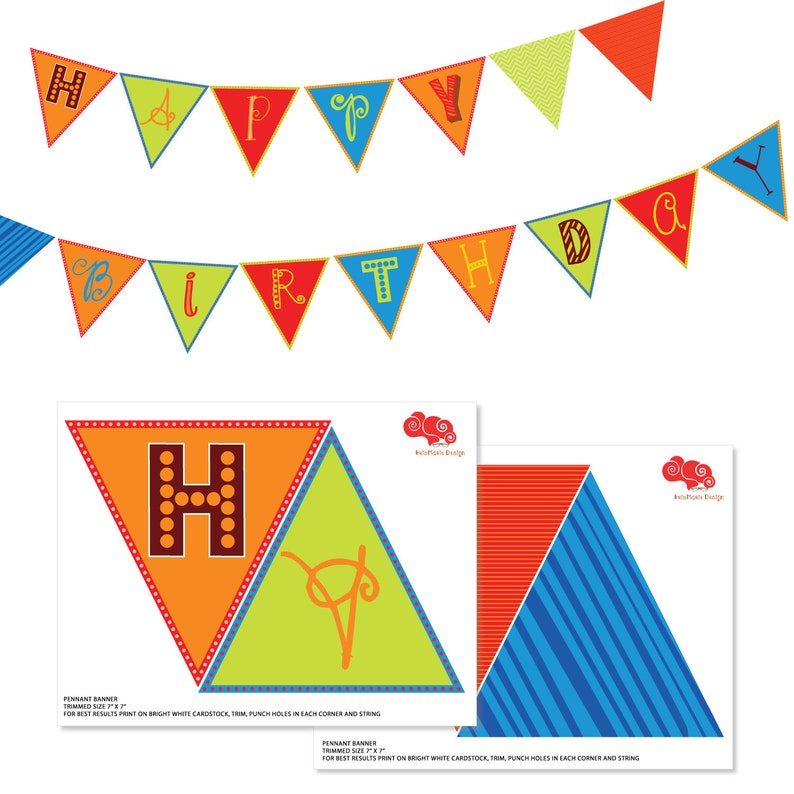 Instant Download // Colorful Birthday Banner // Kids Birthday - Etsy