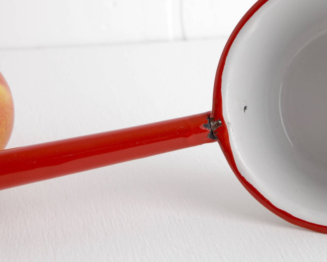 Vintage Large Red and White Enamel Ladle Granite Ware Scoop - Etsy