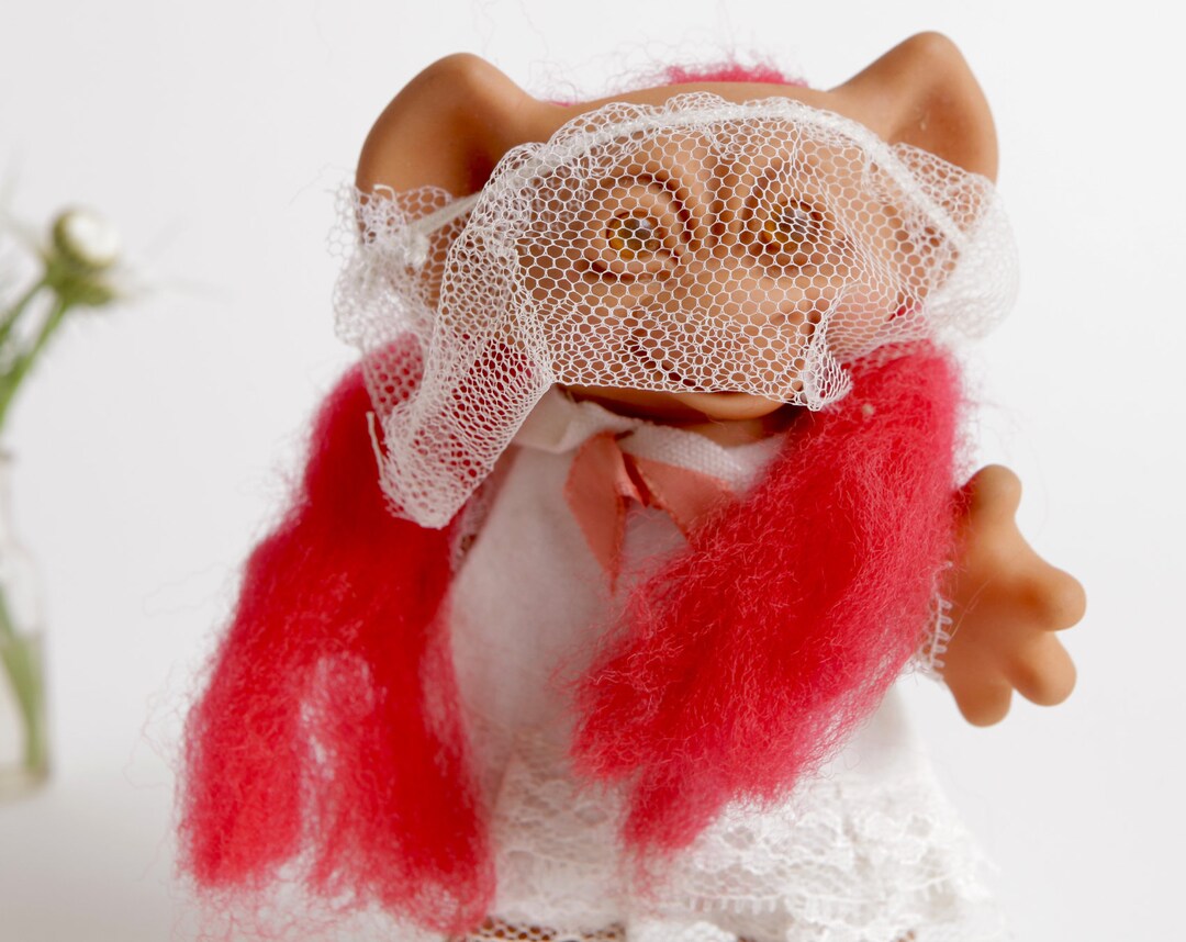 Vintage Uneeda Wishnik Wedding Bride Troll With Bright Red - Etsy