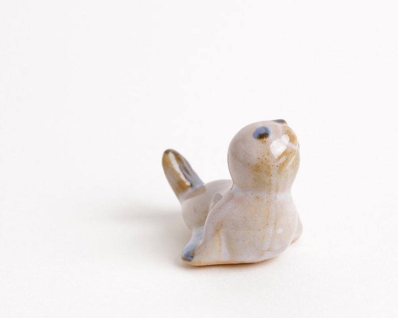 Vintage Pottery Seal in Milky Glazed Stoneware With Blue | Etsy