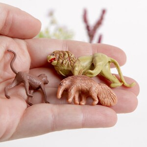 Vintage Tiny Safari Animals, Plastic Miniature Terrarium Figurines ...