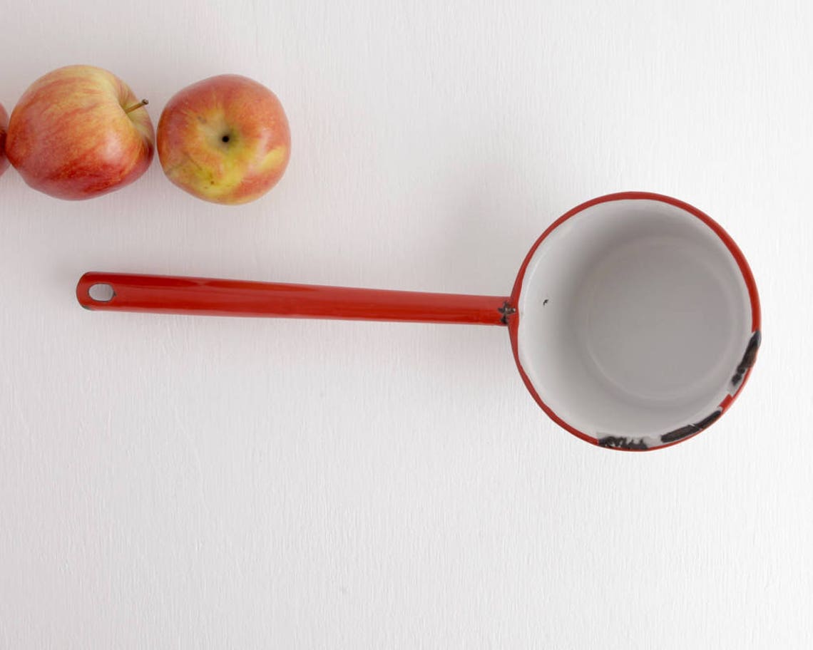Vintage Large Red and White Enamel Ladle Granite Ware Scoop - Etsy