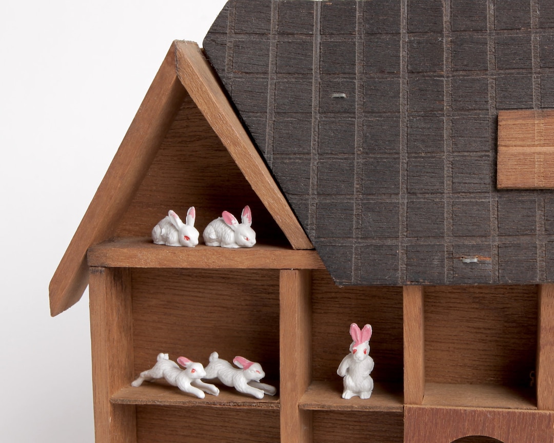 Vintage Five Tiny White Rabbit Figurines, Miniature Plastic Albino ...