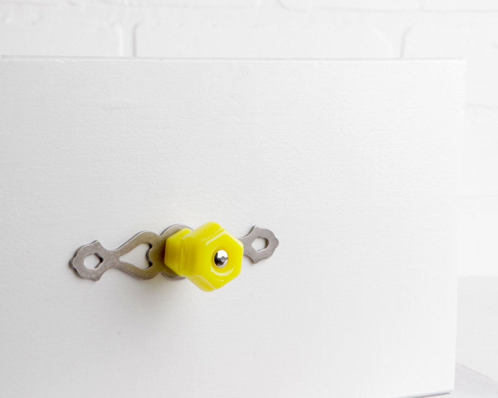 Lemon Yellow Knob Glass 1 1/4 Cabinet Knob Drawer or | Etsy