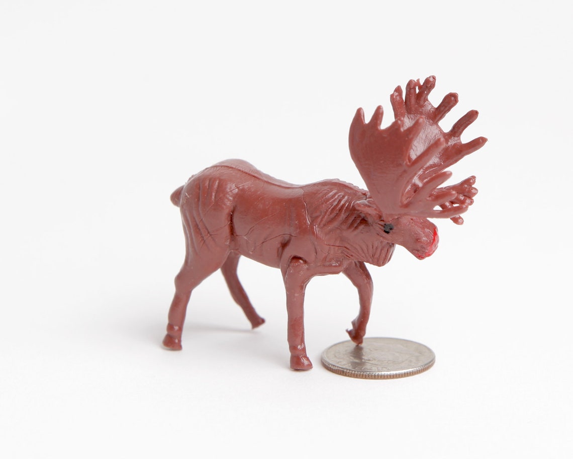 Vintage Miniature Moose Figurine With Hand Painted Red Nose - Etsy
