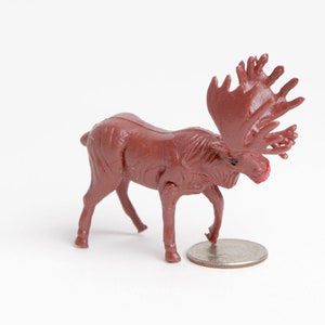 Vintage Miniature Moose Figurine With Hand Painted Red Nose and Black ...
