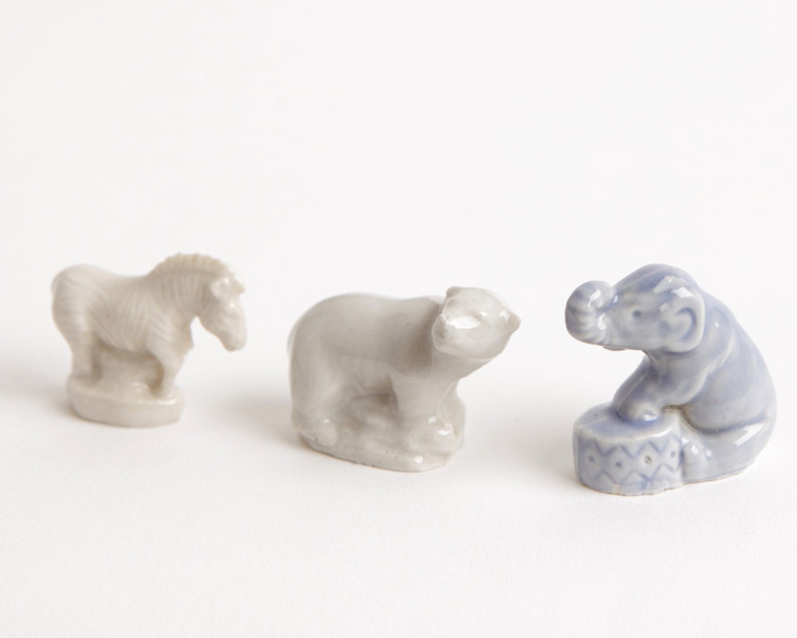 Vintage Miniature Ceramic Zoo Animals From Tea Boxes, Blue Elephant ...