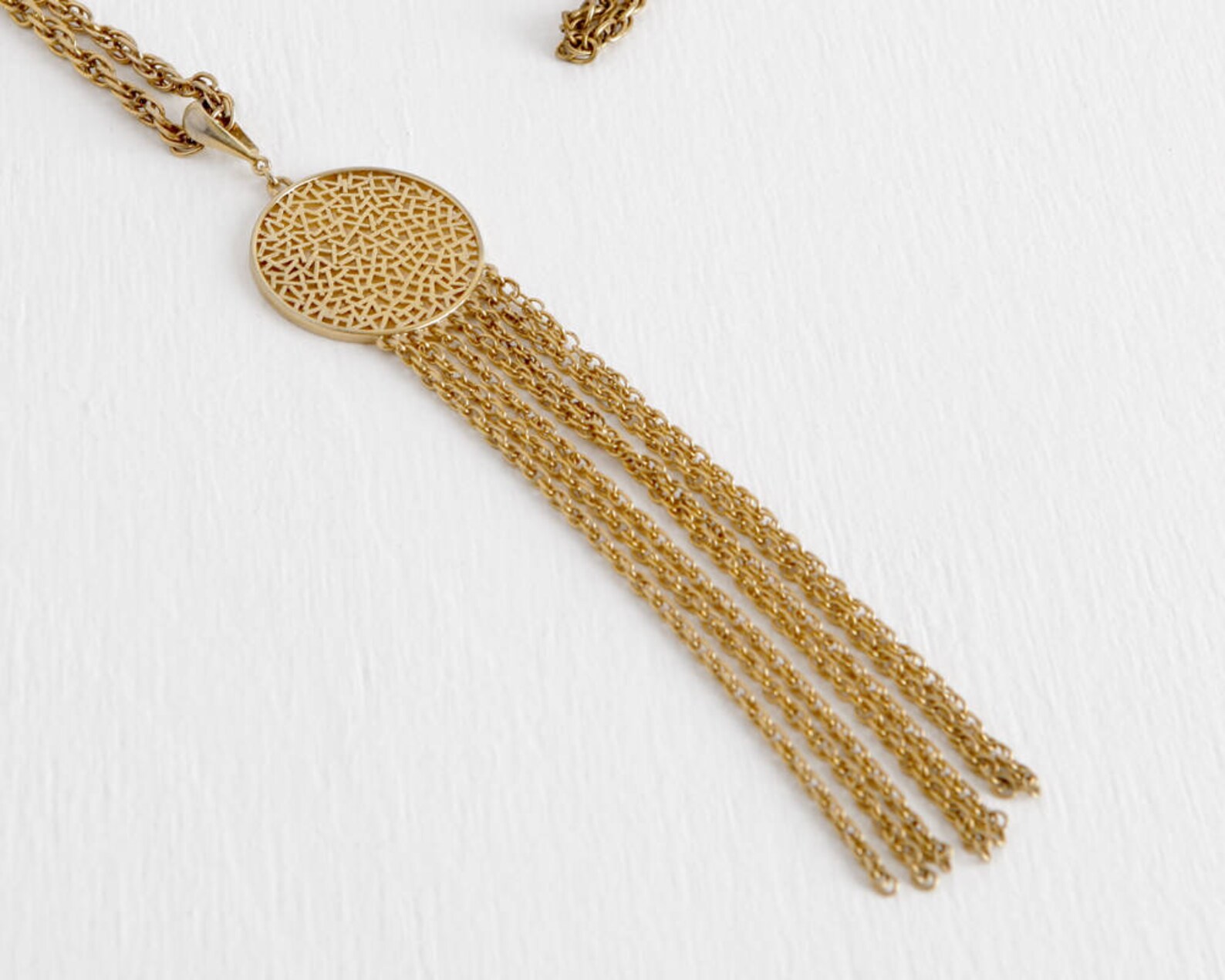 Vintage 1960s Round Gold Medallion Necklace With Hanging Chains - Etsy