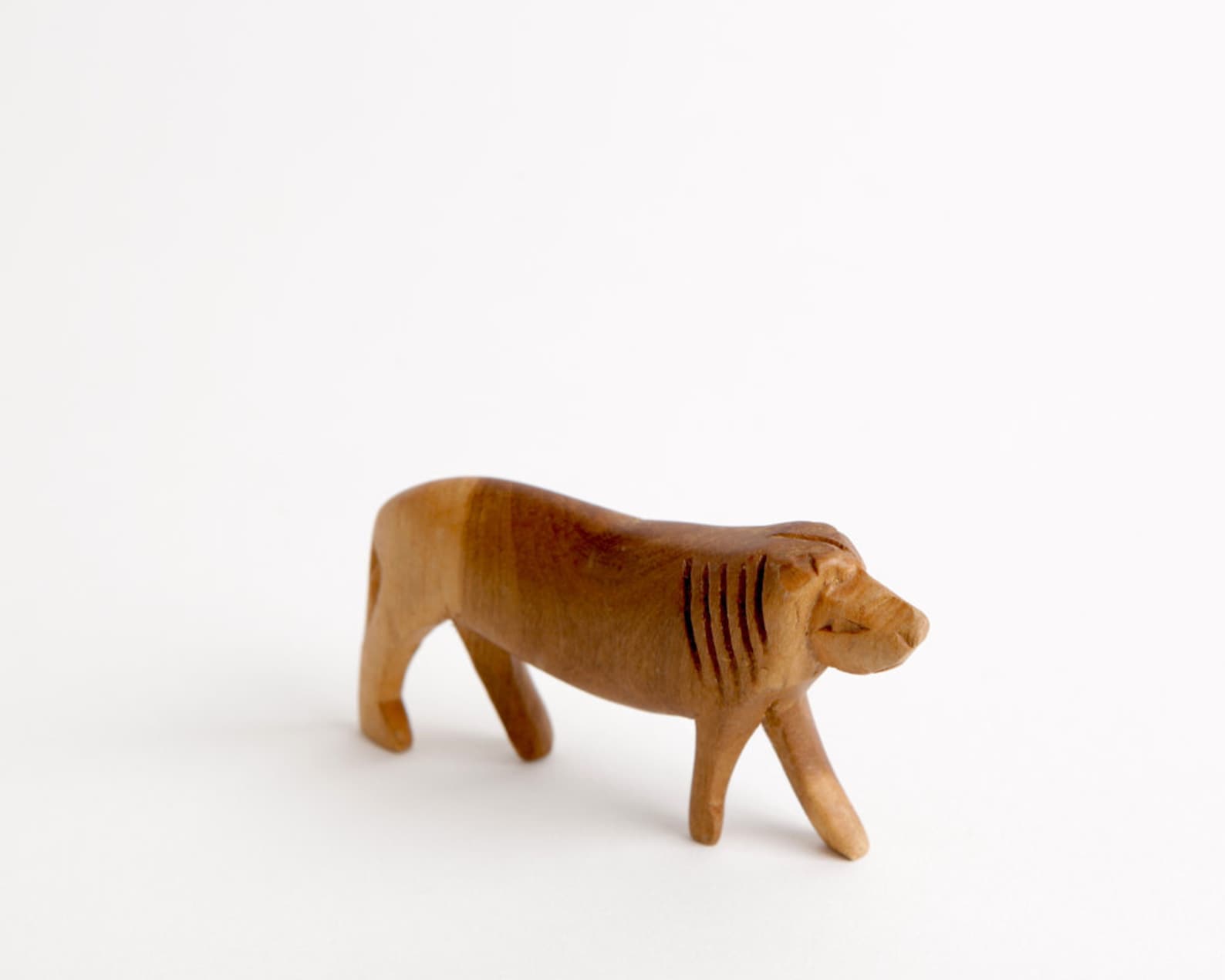 Vintage Hand Carved Lion Figurine Small Wood Lion - Etsy