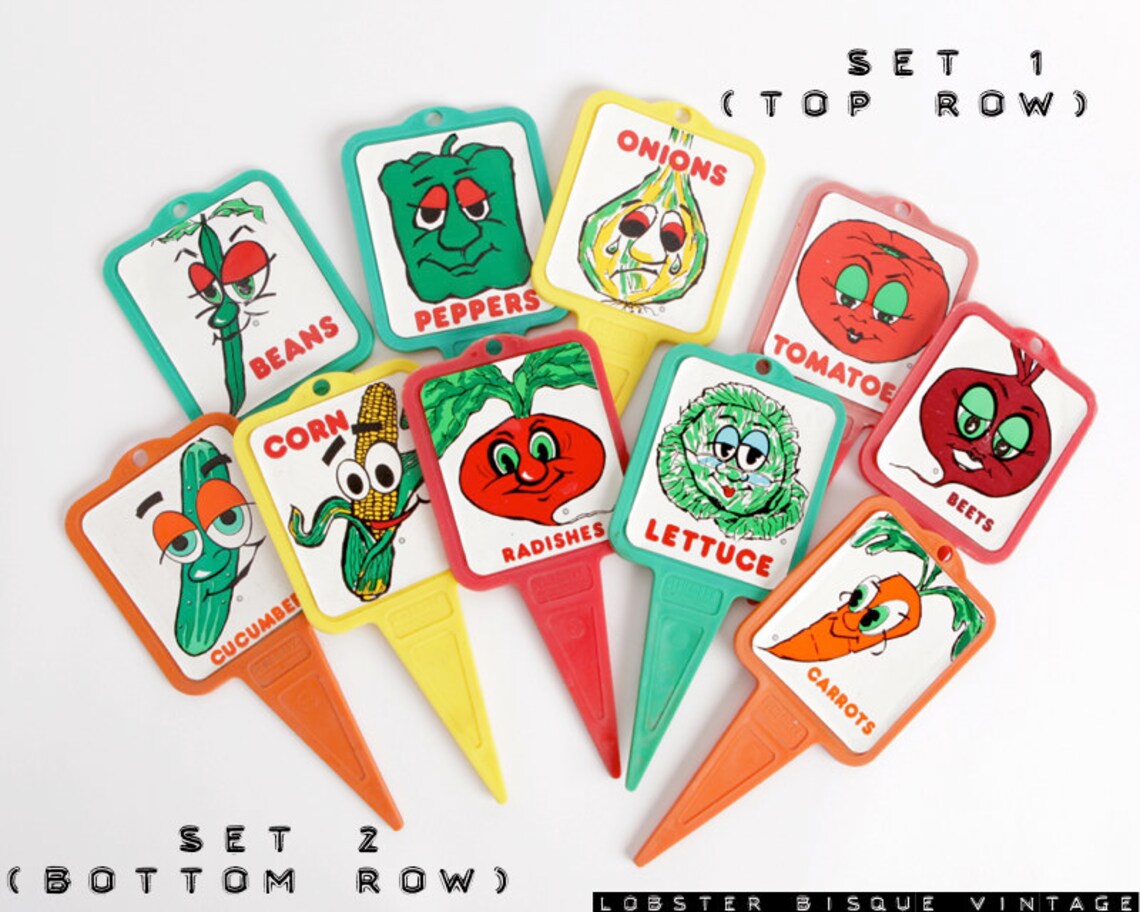 Vintage Plastic Garden Vegetable Marker Signs by Backyard | Etsy