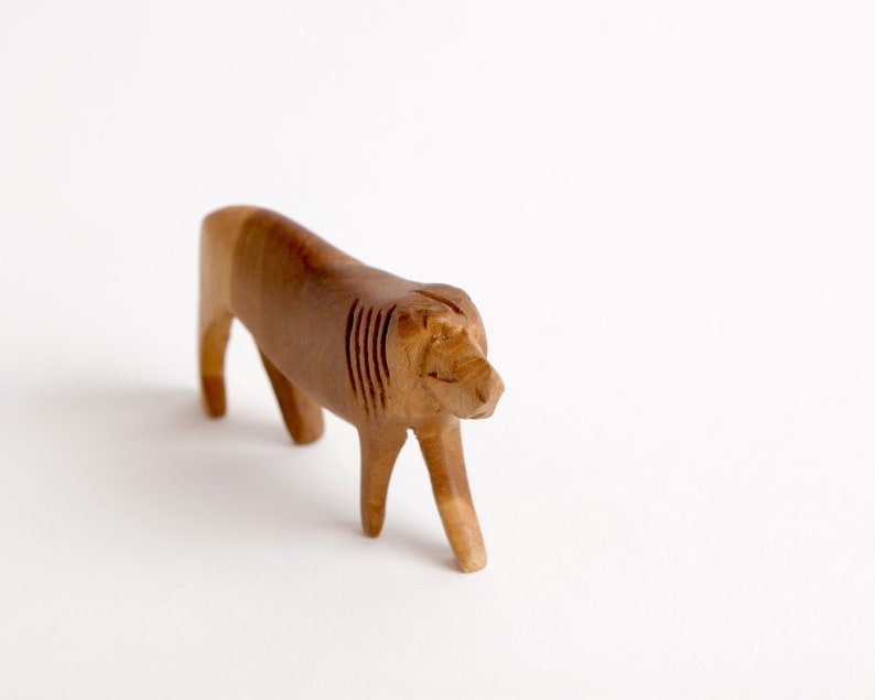 Vintage Hand Carved Lion Figurine Small Wood Lion - Etsy