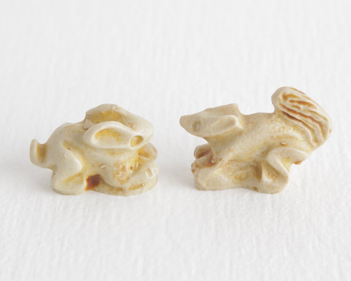 Vintage Stone Look Resin Rabbit and Squirrel Figurines | Etsy