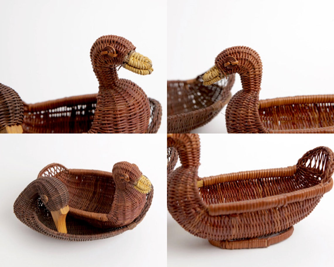Vintage Pair of Wicker Duck Baskets Fall Decor Thanksgiving - Etsy