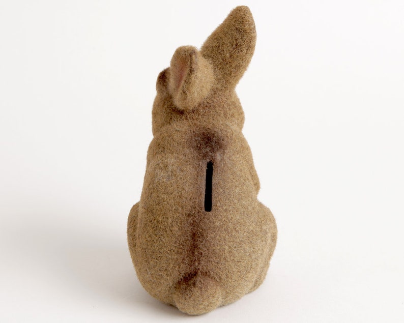 Vintage Flocked Rabbit Coin Bank, Fuzzy Brown Bunny Bank - Etsy