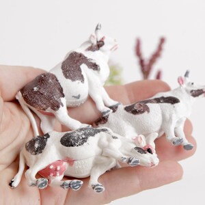 Vintage Herd Lot of Miniature Cows, Black and White Plastic Bovines ...