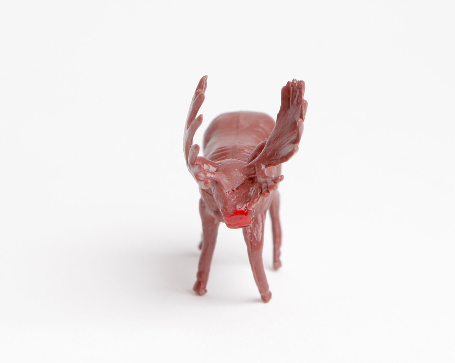 Vintage Miniature Moose Figurine With Hand Painted Red Nose - Etsy