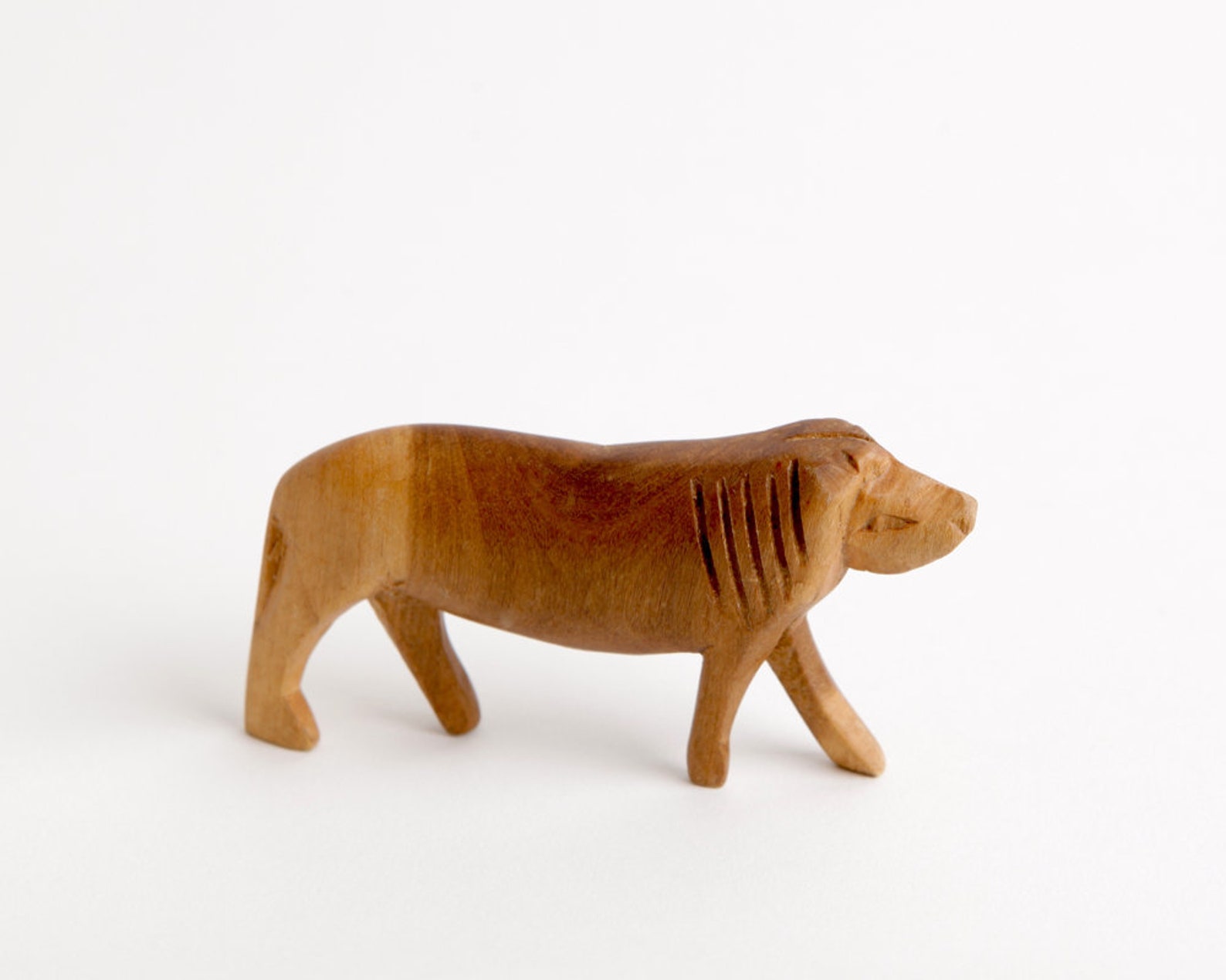 Vintage Hand Carved Lion Figurine Small Wood Lion - Etsy