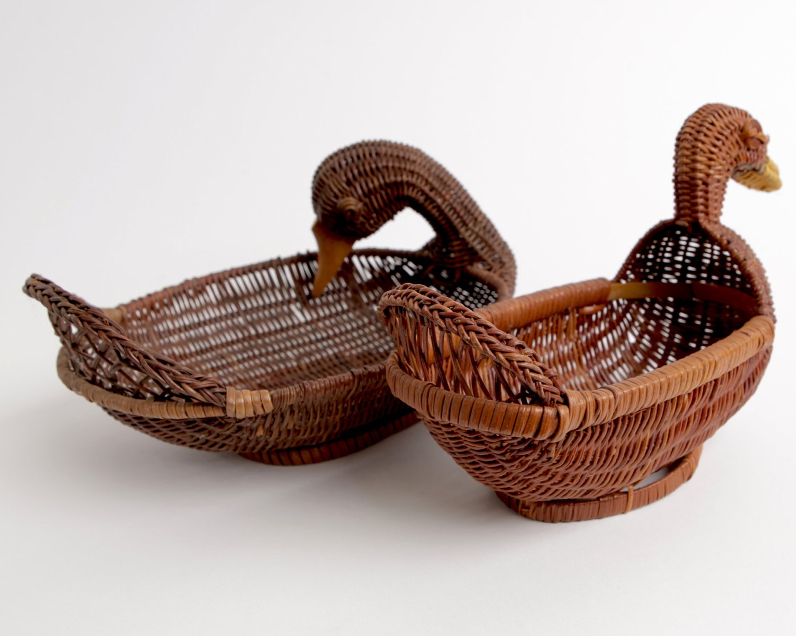 Vintage Pair of Wicker Duck Baskets, Fall Decor Thanksgiving ...