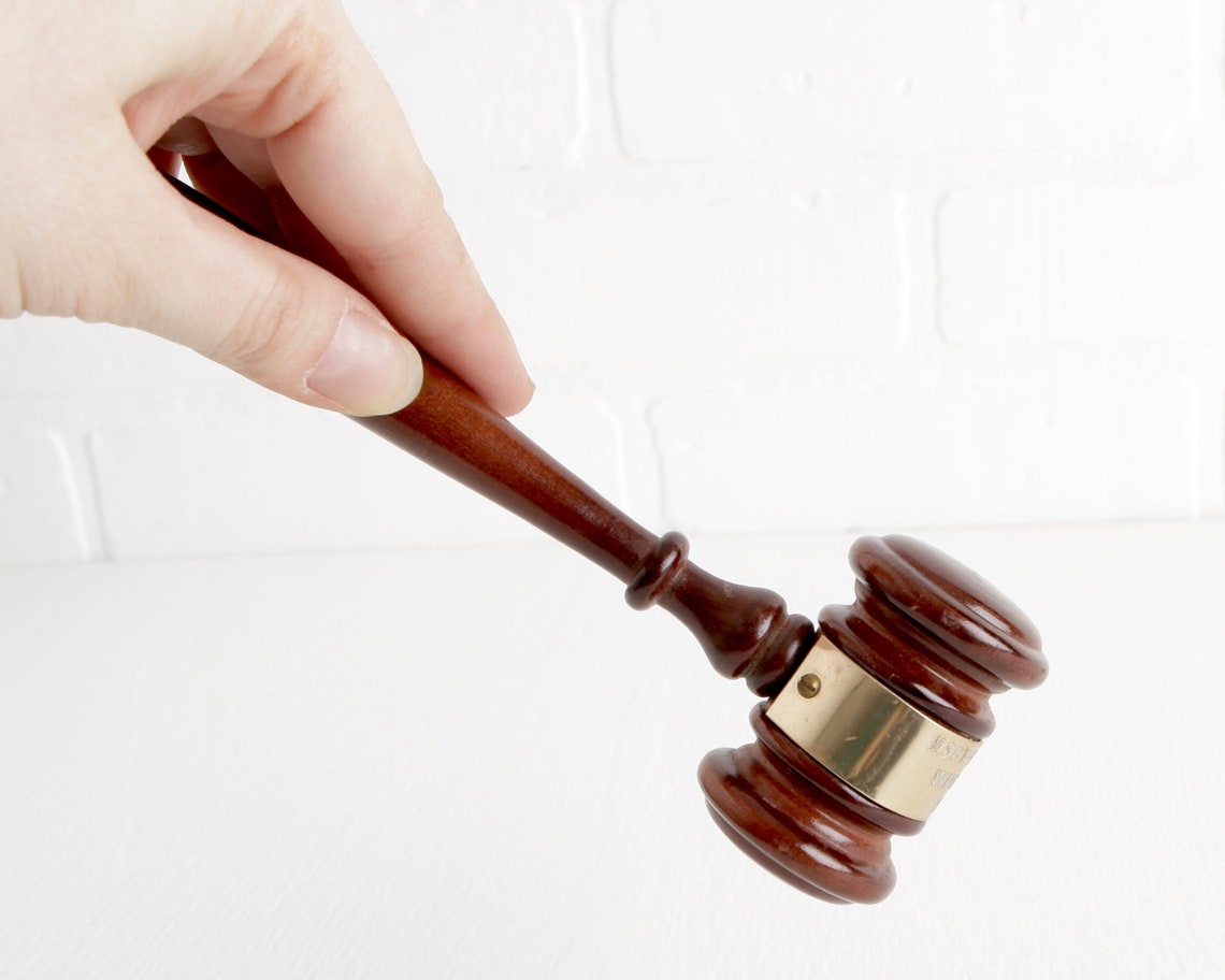 Vintage 1970s Wood Gavel With Engraved Metal Band, Maybelle Kennedy ...