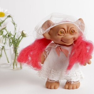 Vintage Uneeda Wishnik Wedding Bride Troll With Bright Red - Etsy