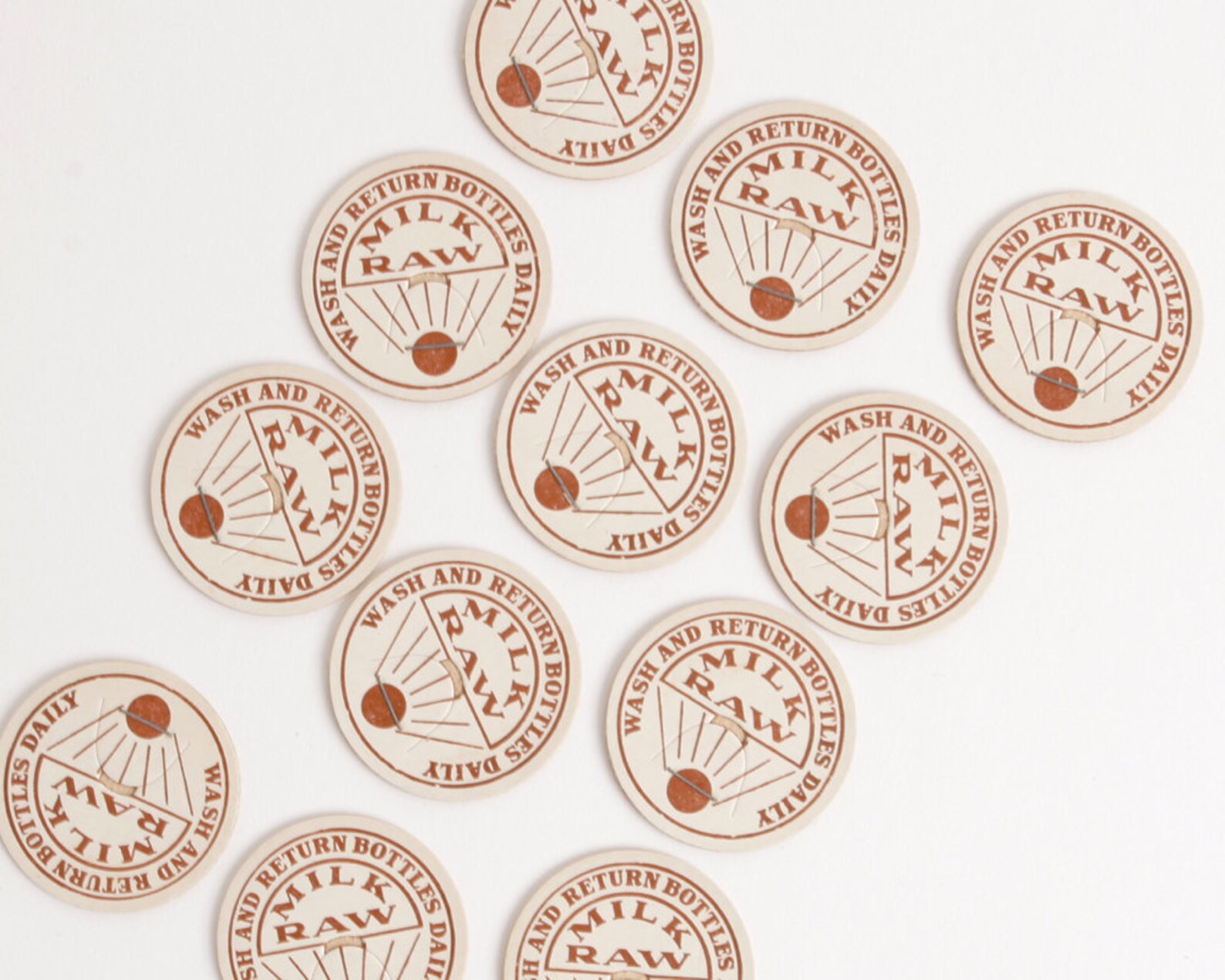 Vintage Set of 12 Raw Milk Caps Dairy Bottle Tops Multiple | Etsy