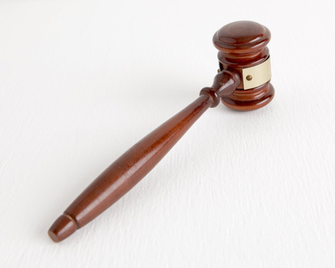 Vintage 1970s Wood Gavel With Engraved Metal Band, Maybelle Kennedy ...