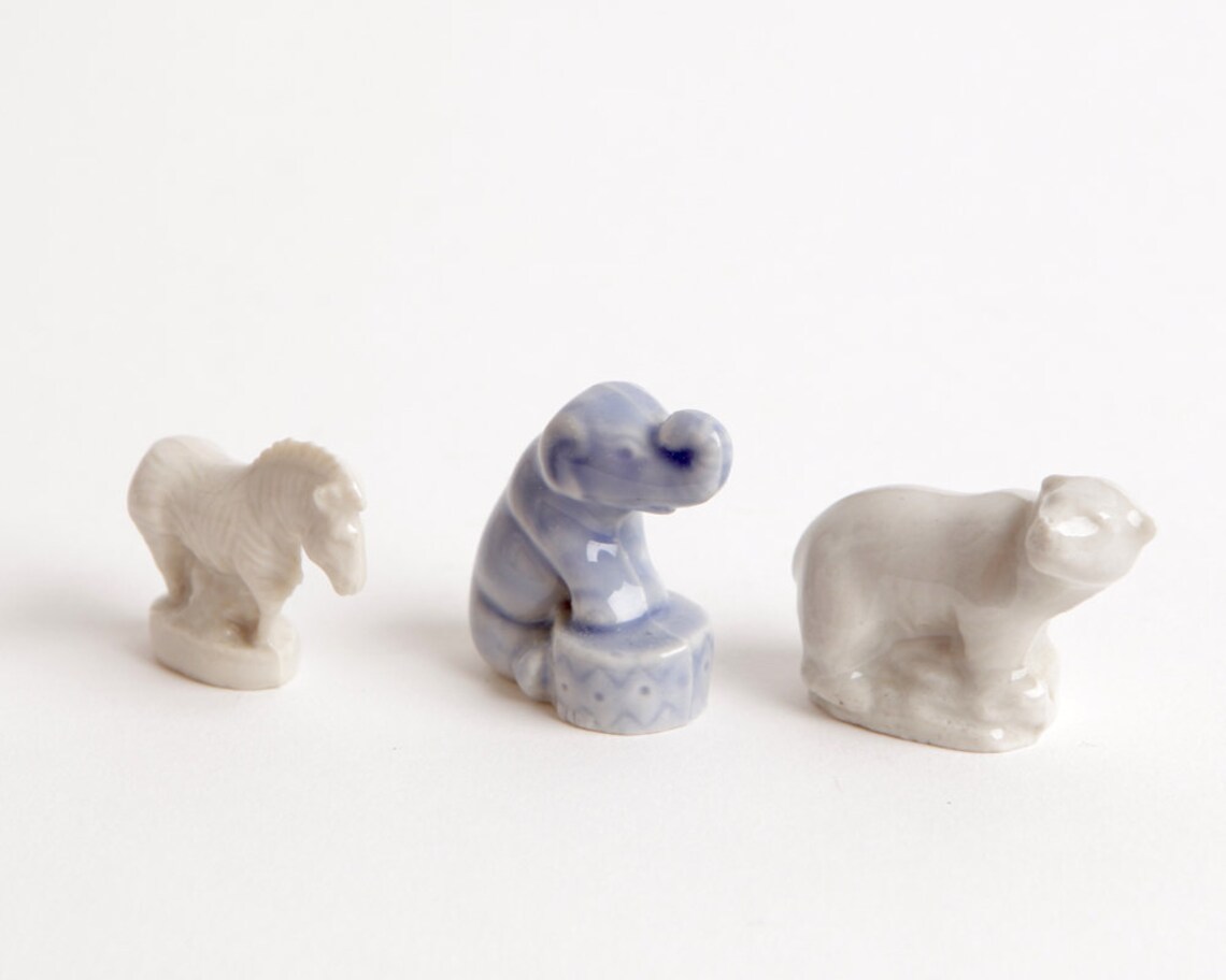 Vintage Miniature Ceramic Zoo Animals From Tea Boxes Blue | Etsy