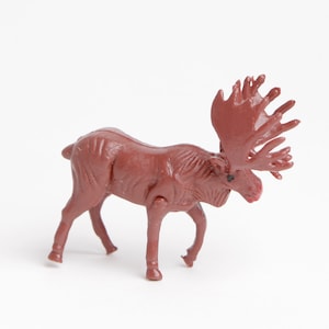 Vintage Miniature Moose Figurine With Hand Painted Red Nose and Black ...